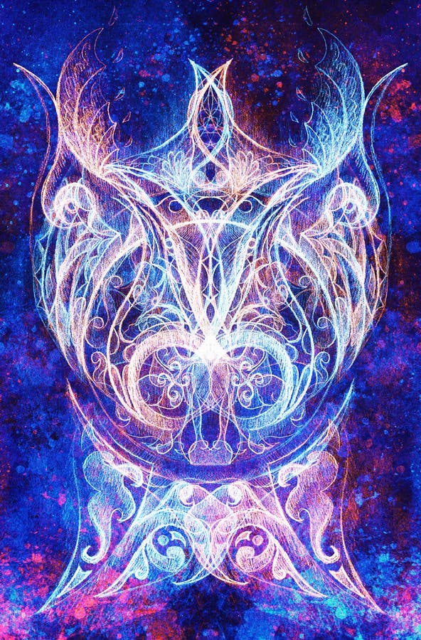 Ornamental Drawing. Original Hand Draw and Computer Collage. Color ...