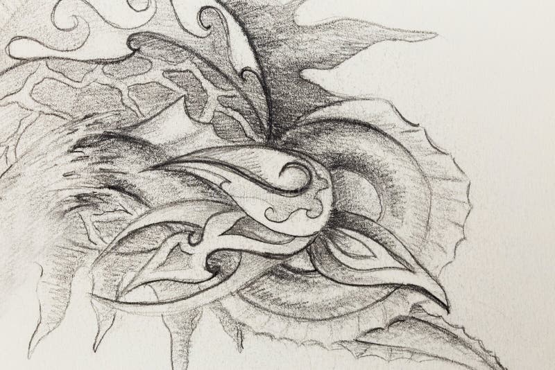 Ornamental Drawing. Original Hand Draw and Computer Collage. Color ...