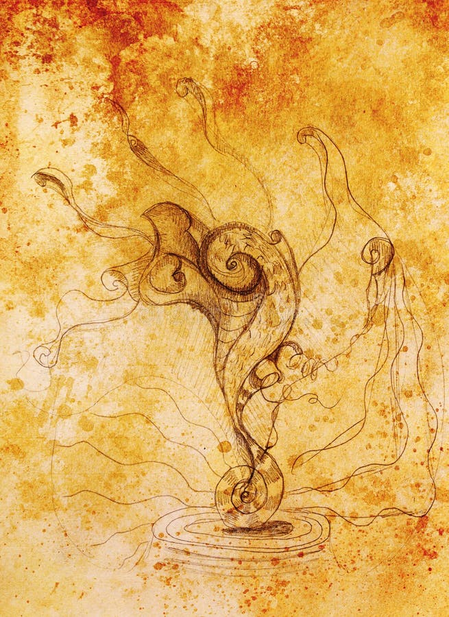 Ornamental Drawing. Original Hand Draw and Computer Collage. Color ...