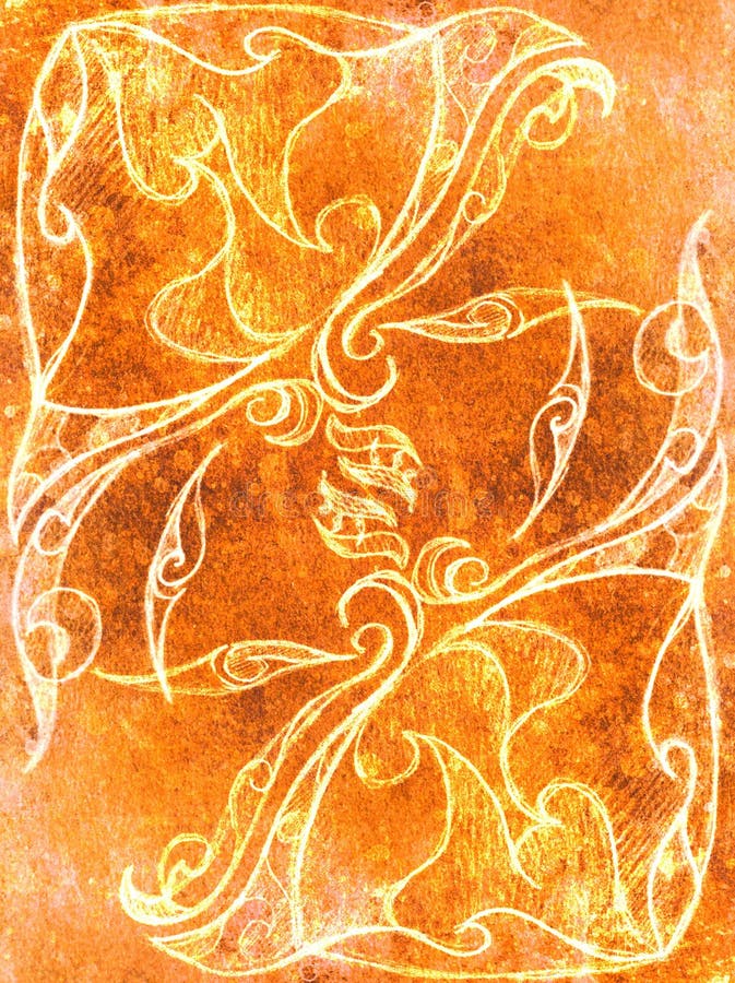 Ornamental Drawing. Original Hand Draw and Computer Collage. Color ...