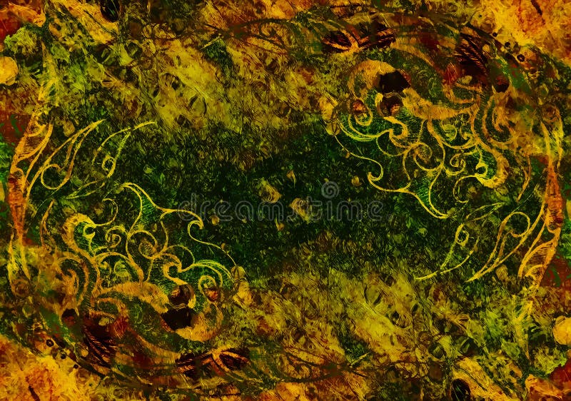 Ornamental Drawing. Original Hand Draw and Computer Collage. Color ...