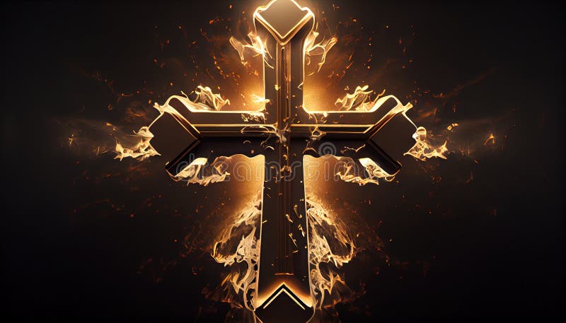 A Ornamental Easter Cross on Sky with Sun Rays Light AI Generative ...