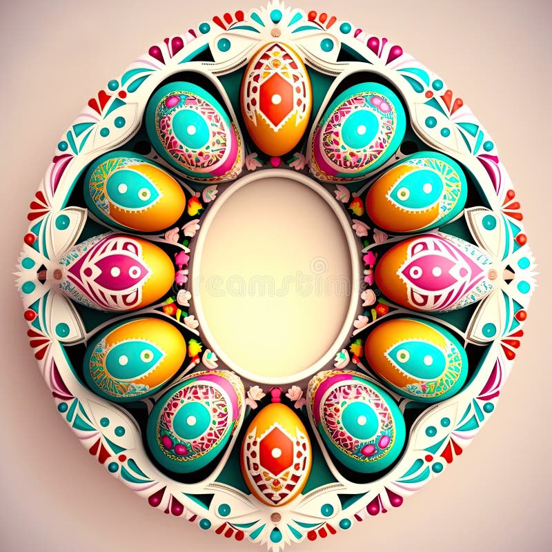 Ornamental Easter Eggs Arranged in a Circle Stock Illustration ...