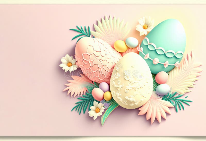 Ornamental Easter Eggs with Floral Decoration, Happy Easter Theme, AI ...