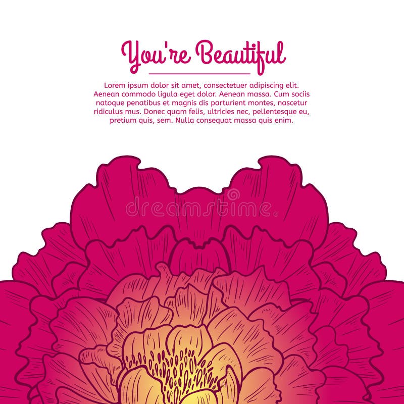Ornamental Element Peony with Place for Your Text Stock Vector ...