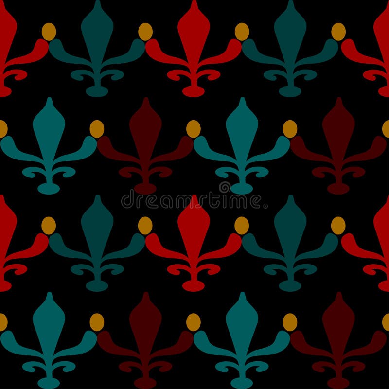 Ornamental Figures of Dark Blue and Red on a Dark Gray Color Stock ...