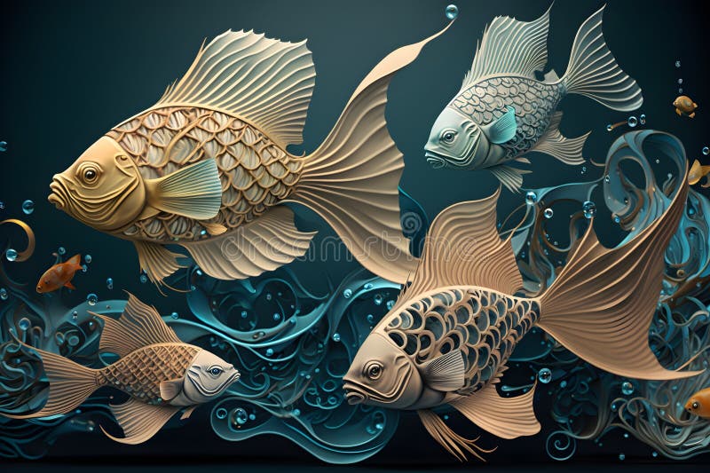 Ornamental Fish Illustration, Made by Generative Ai Technology Stock ...