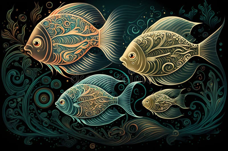 Ornamental Fish Illustration, Made by Generative Ai Technology Stock ...
