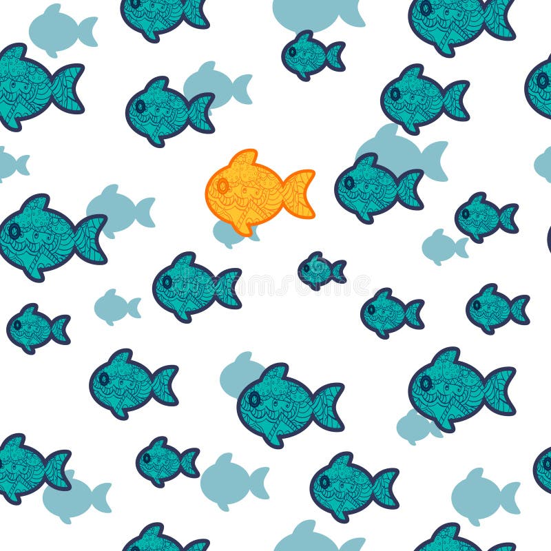 Ornamental Fish Seamless Pattern. Stock Vector - Illustration of water ...