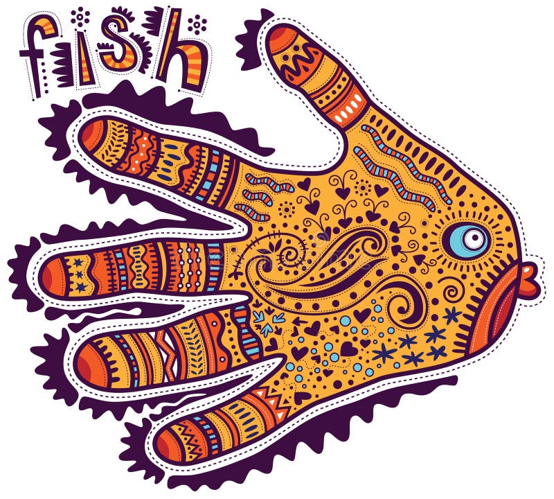 Ornamental Fish Shaped Hands Stock Vector - Illustration of ...