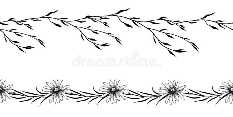 Ornamental Floral Borders with Decorative Branches. Stock Vector ...