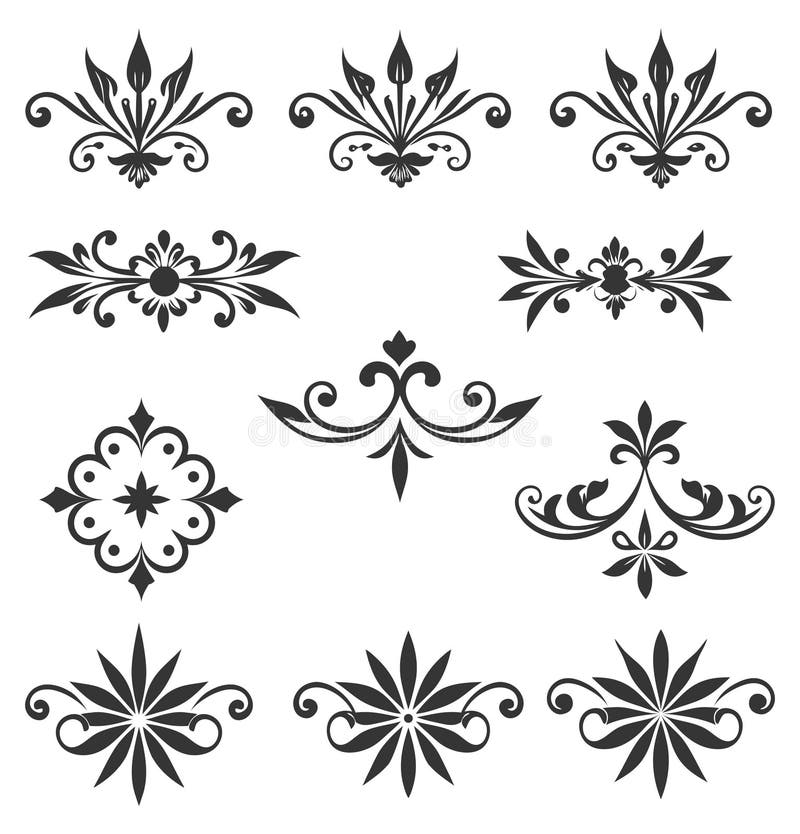 Ornamental Floral Design Elements Vector Set Stock Vector ...