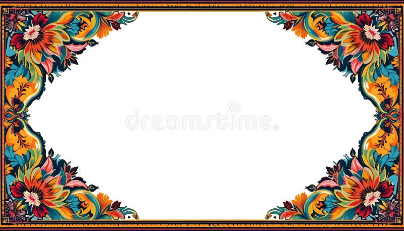 Ornamental Floral Frame with Vibrant Colors for Artistic Presentation ...