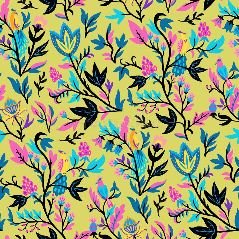 Ornamental Floral Pattern with Stylized Ornate Floral Elements and ...