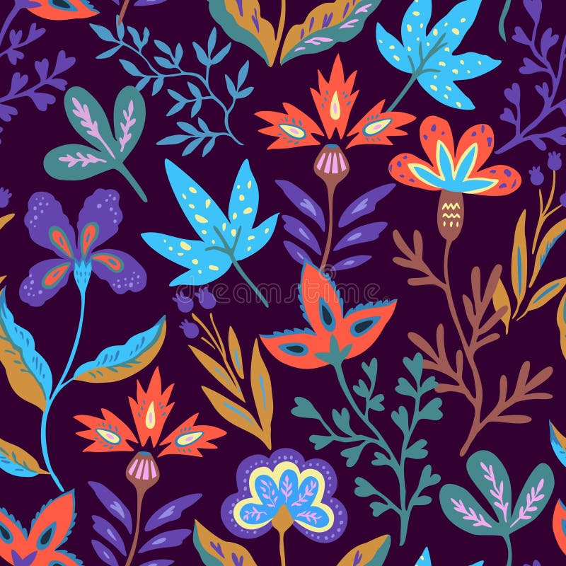 Ornamental Floral Pattern with Stylized Ornate Floral Elements. Vector ...