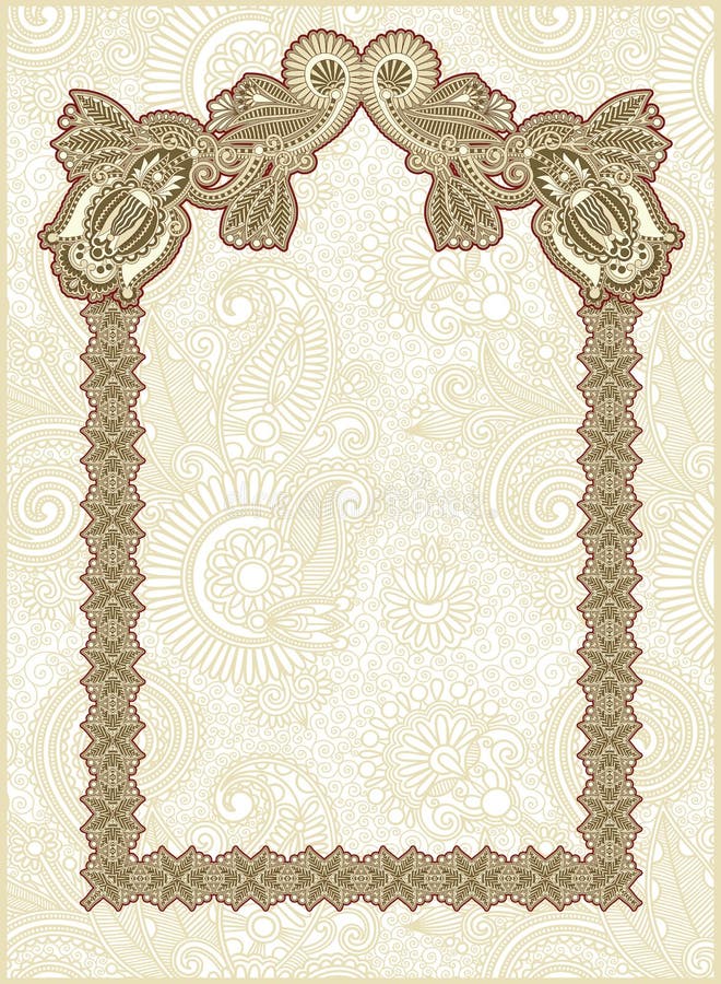 Ornamental Floral Vintage Frame Design Stock Vector - Illustration of ...