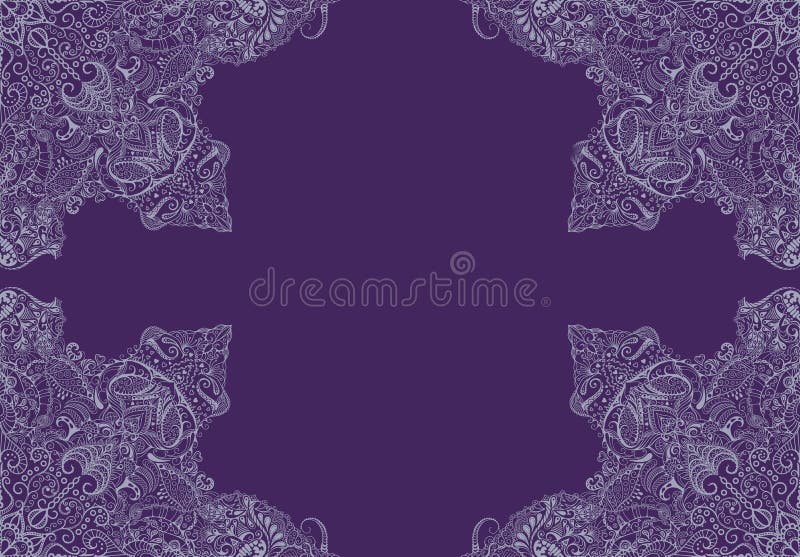 Ornamental Frame. Decorative Mandala Border - Light Lines on Dark Blue ...