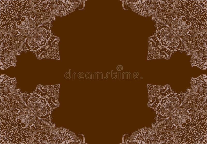Ornamental Frame. Decorative Mandala Border - Light Lines on Orange ...