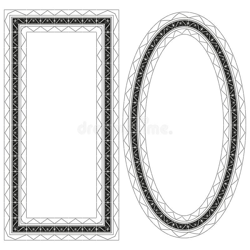 Ornamental Frame Design. Rectangular and Oval Shapes. Intricate ...
