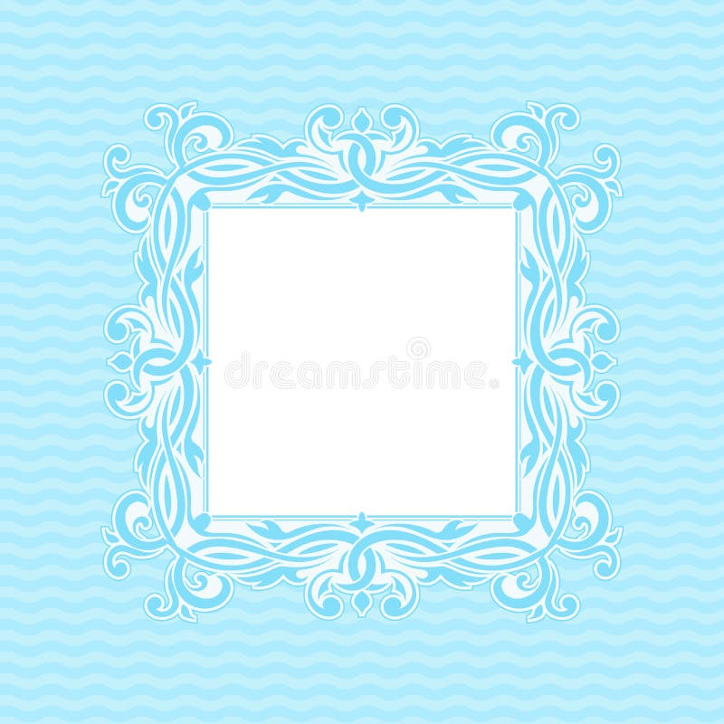 Ornamental Frame on Light Blue Wave Background Stock Vector ...