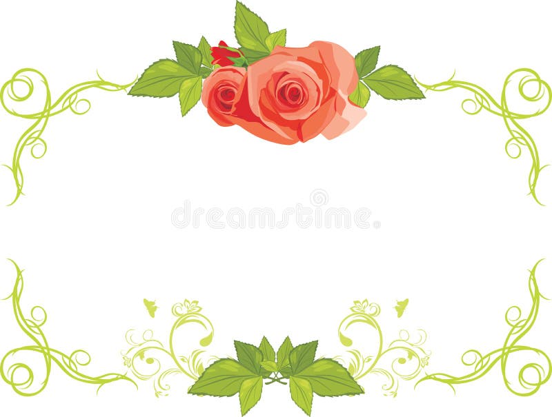 Ornamental Frame with Roses Stock Vector - Illustration of ...