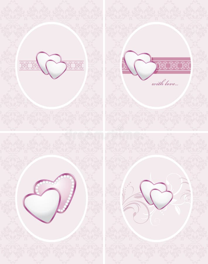 Ornamental Frames with Hearts. Four Patterns for Design Stock Vector ...