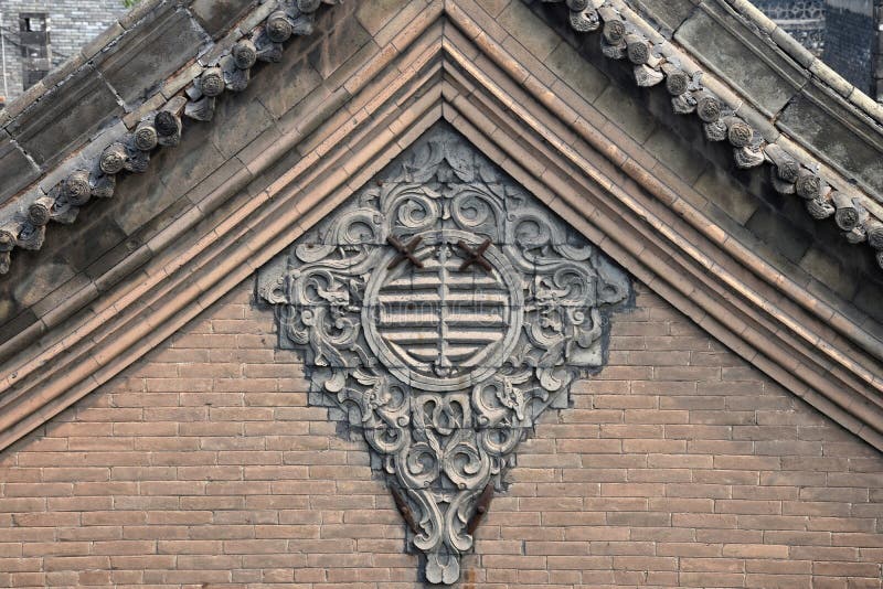 The ornamental gable wall. stock image. Image of traditional - 118840883