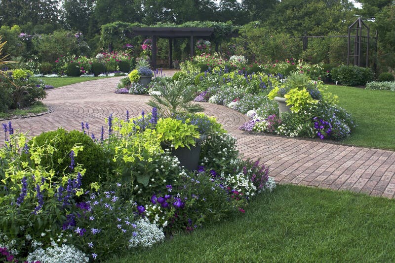 Natural landscaped garden stock image. Image of colorful - 43732875