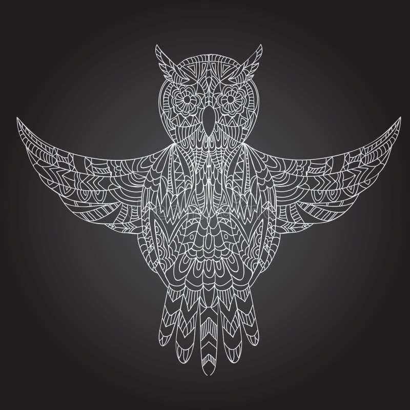 Ornamental hand-drawn owl stock vector. Illustration of creative - 69993319