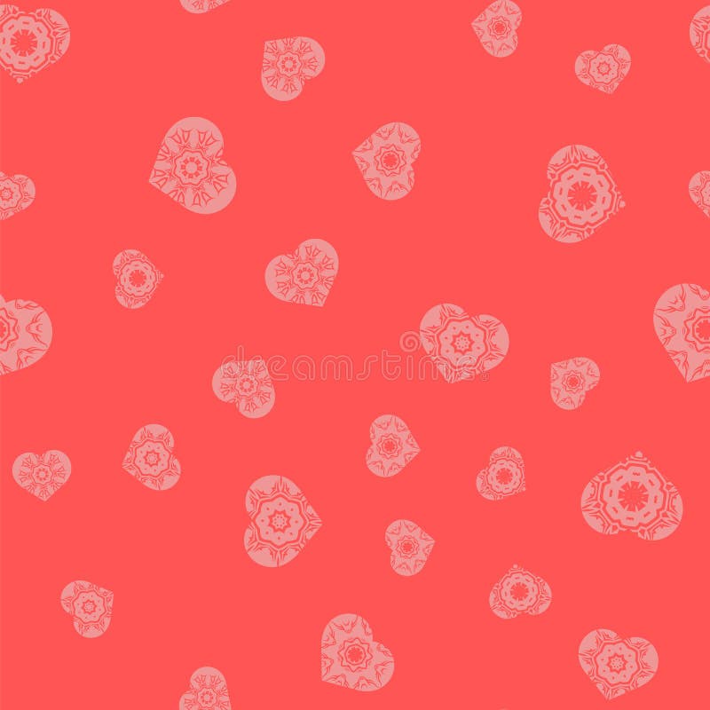 Ornamental Heart Random Seamless Pattern Stock Vector - Illustration of ...