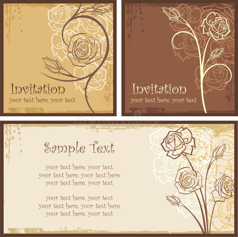 Ornamental Invitation Designs Set with Roses Stock Vector ...