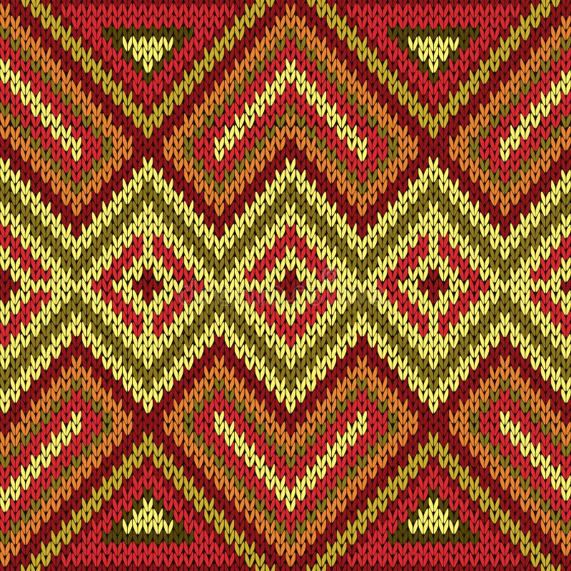 Ornamental Knitting Seamless Pattern in Bright Warm Hues Stock Vector ...
