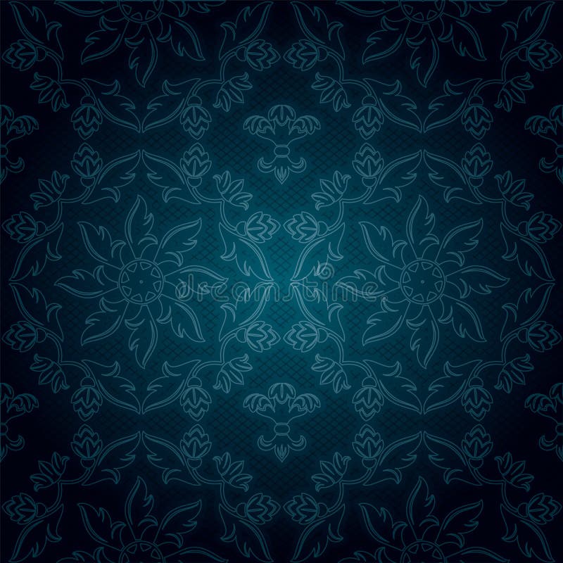 Ornamental Lace Blue Background, Flowers Pattern Stock Vector ...