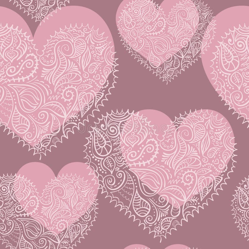 Ornamental Lace Hearts Seamless Pattern Stock Illustration ...