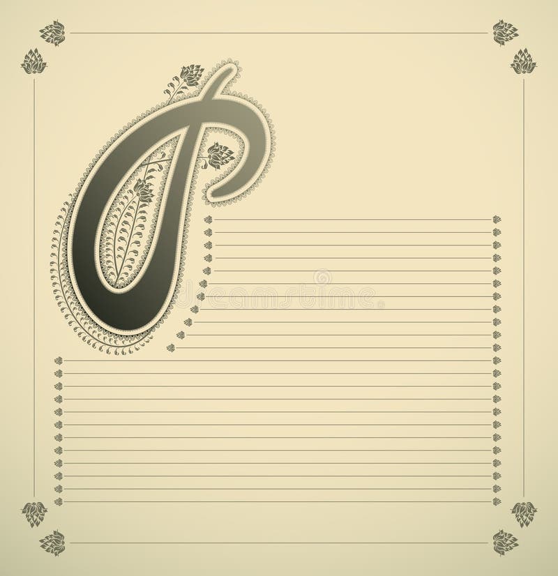 Ornamental letter - P stock vector. Illustration of artistic - 8026799