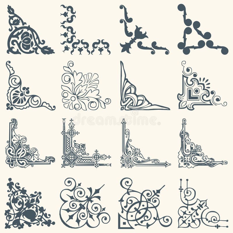 Ornamental linear corners stock illustration. Illustration of curve ... Ornamental linear corners stock illustration. Illustration of curve ...