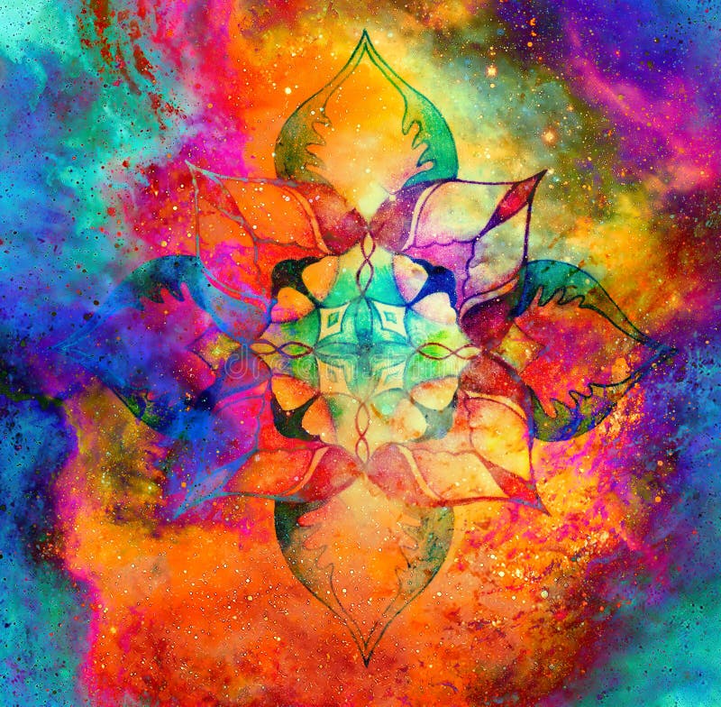 Ornamental Mandala in Cosmic Space, Graphic Effect. Stock Illustration ...