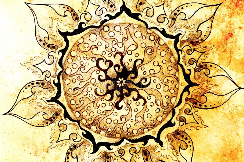 Ornamental Mandala. Original Hand Draw and Computer Collage. Stock ...