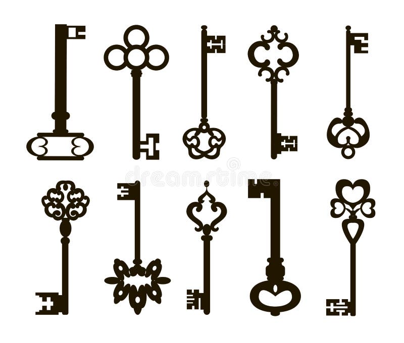 Ornamental Medieval Vintage Keys Stock Vector - Illustration of device ...