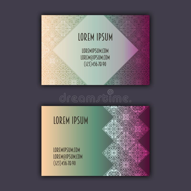 Ornamental Mosaic Business Cards, Oriental Pattern, Foil Decorative ...