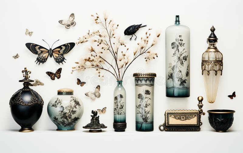 Ornamental Objects Against a White Backdrop -Generative Ai Stock ...