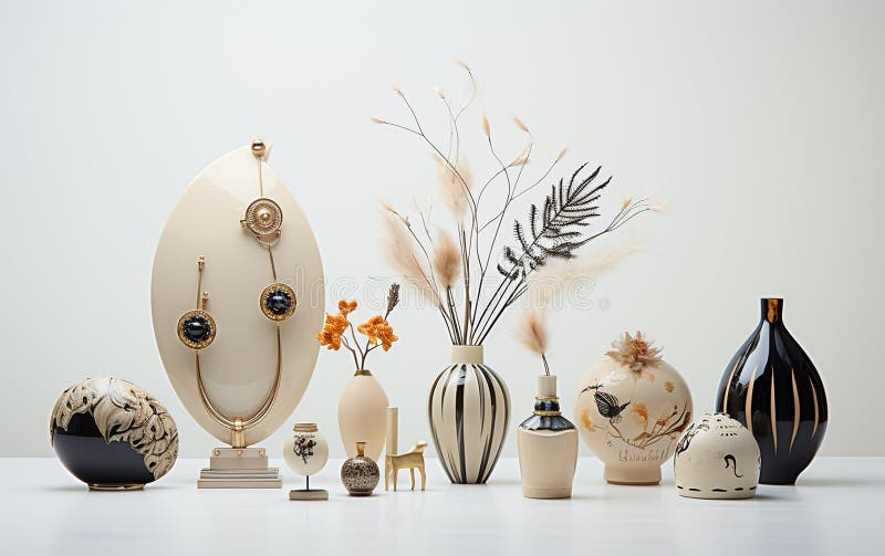Ornamental Objects Against a White Backdrop -Generative Ai Stock ...