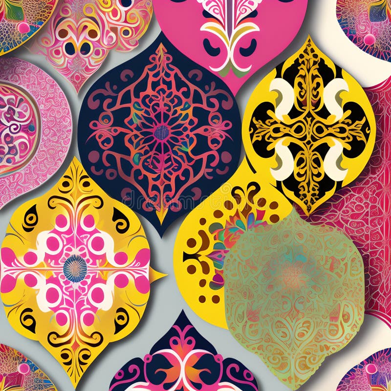 Ornamental Pattern, Generative AI Illustration Stock Illustration ...