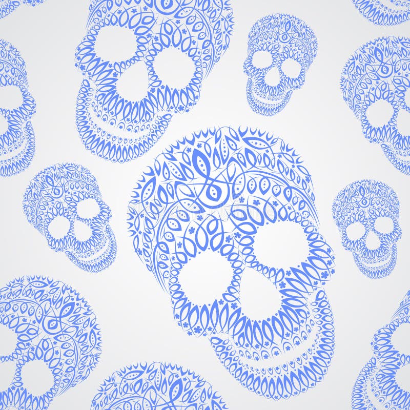 Ornamental Pattern Skull Seamless Texture Stock Vector - Illustration ...