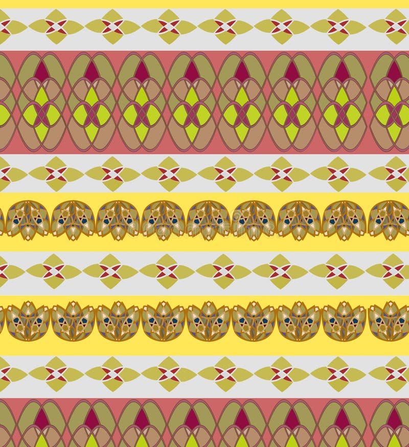 Ornamental Pattern of Stripes and Geometric Shapes Stock Vector ...