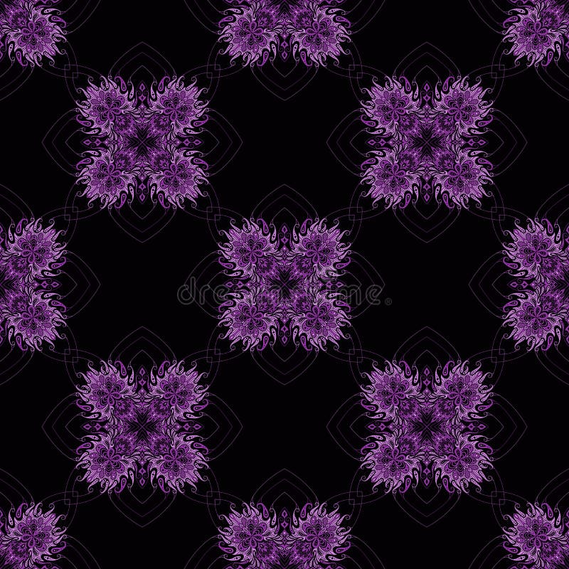 Ornamental Repeating Pattern Desig. Mandala Tiles - Squares in Violet ...