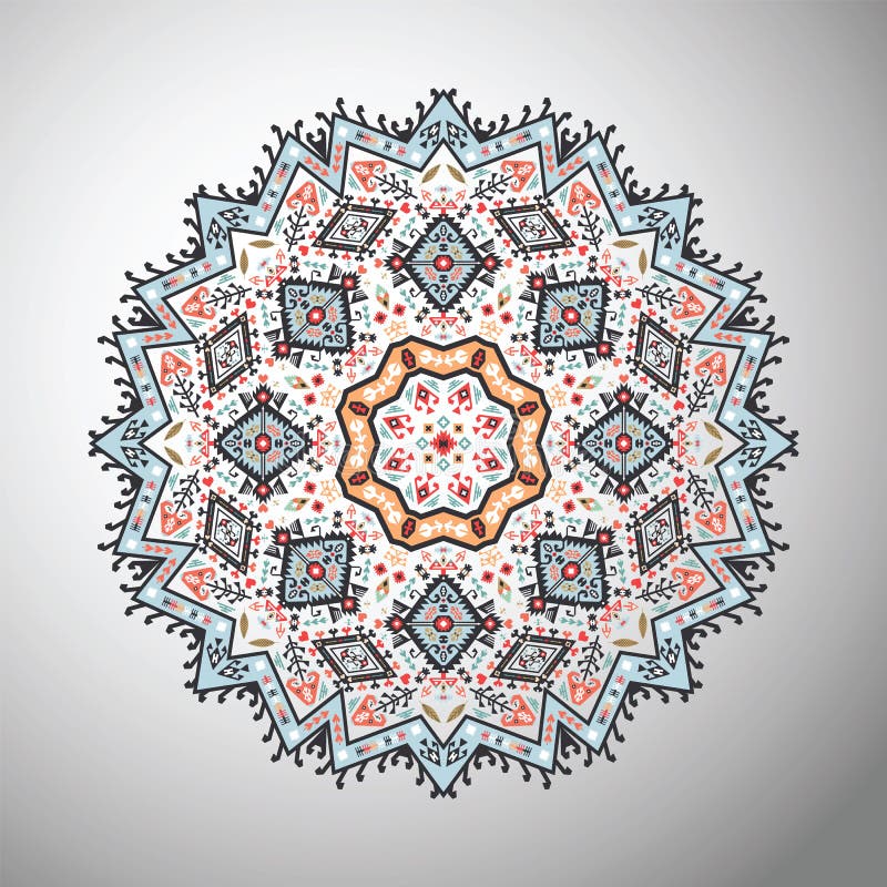 Ornamental Round Colorful Geometric Pattern in Aztec Style Stock Vector ...