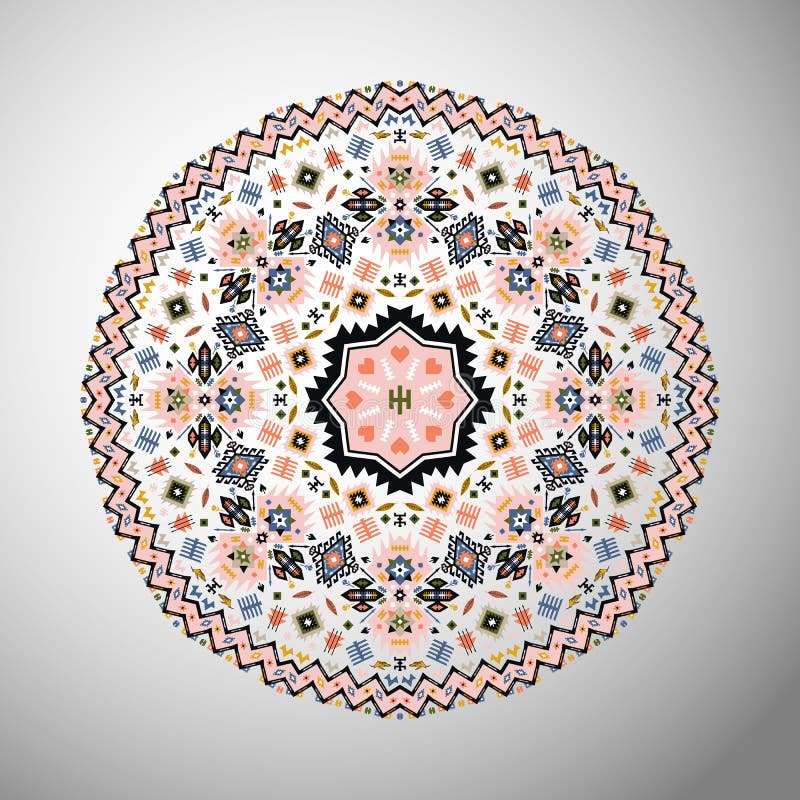 Ornamental Round Colorful Geometric Pattern in Aztec Style Stock Vector ...
