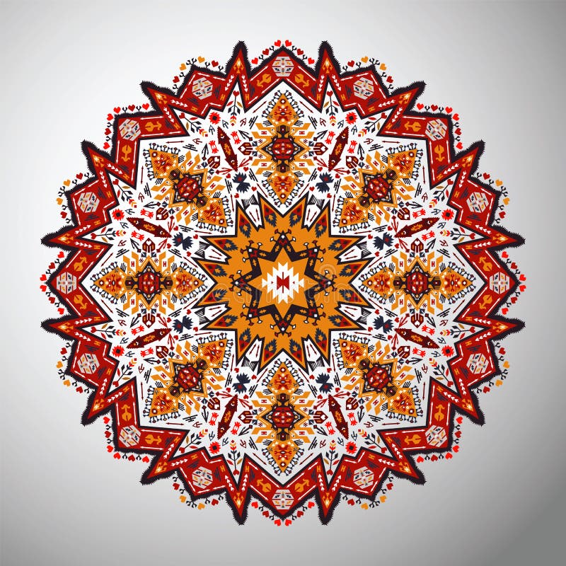Ornamental Round Colorful Geometric Pattern in Aztec Style Stock Vector ...