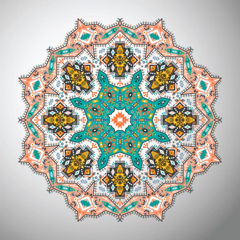 Ornamental Round Colorful Geometric Pattern in Aztec Style Stock Vector ...